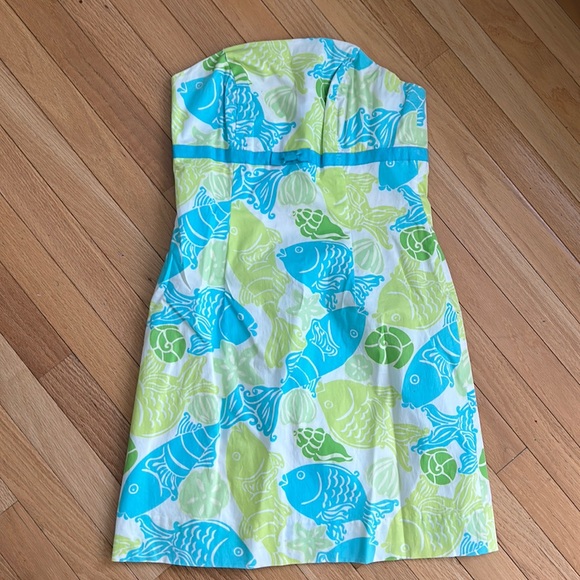 Lilly Pulitzer | Dresses | Vintage Lilly Pulitzer Blue Green Fish Print ...